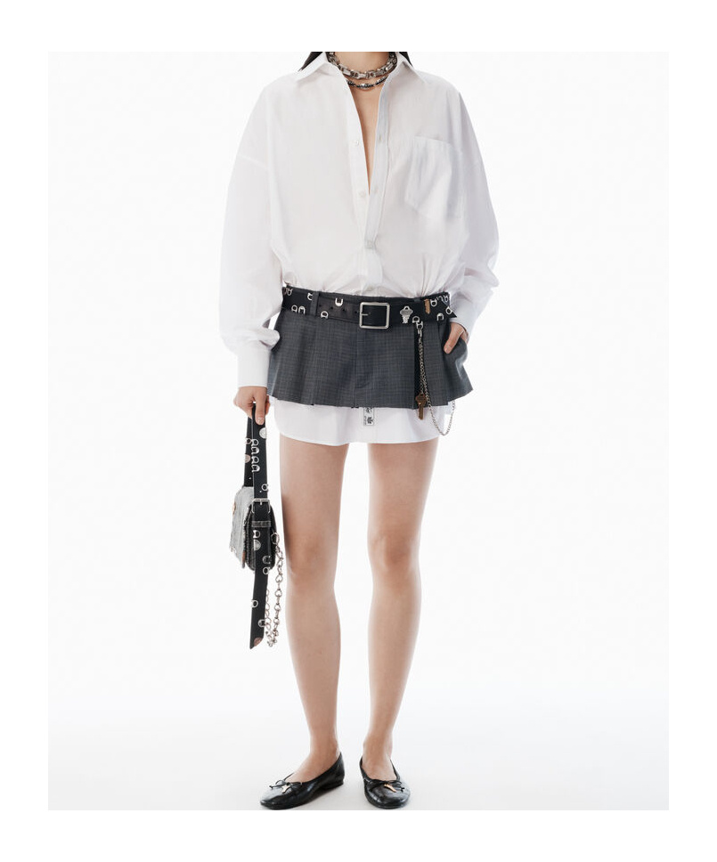 ALEXANDER WANG Alexander Wang Shirtdress with Pleated Skirt Detail